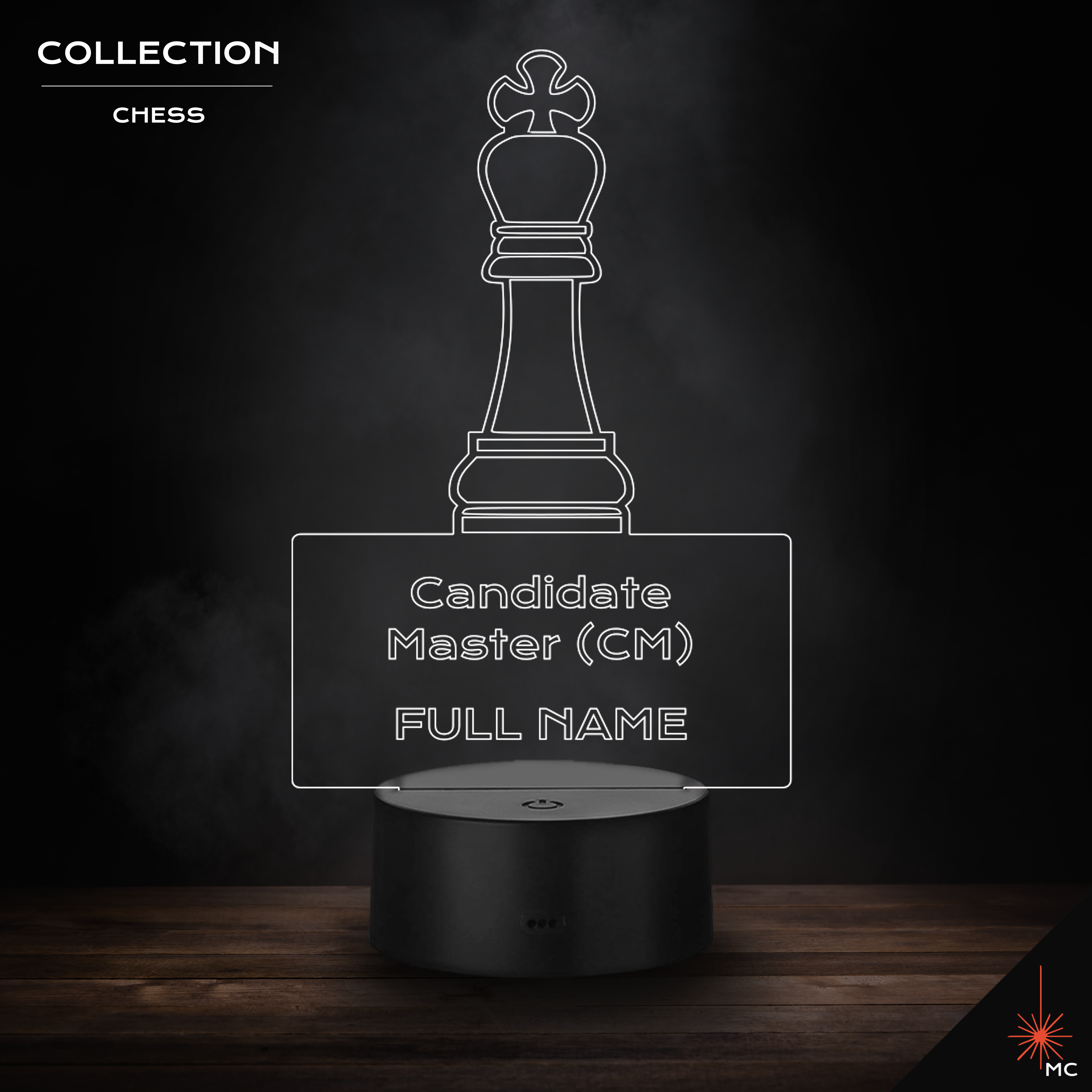 LED Lamp - Candidate Master (CM) + Full Name (Chess) – Mozemo Craft