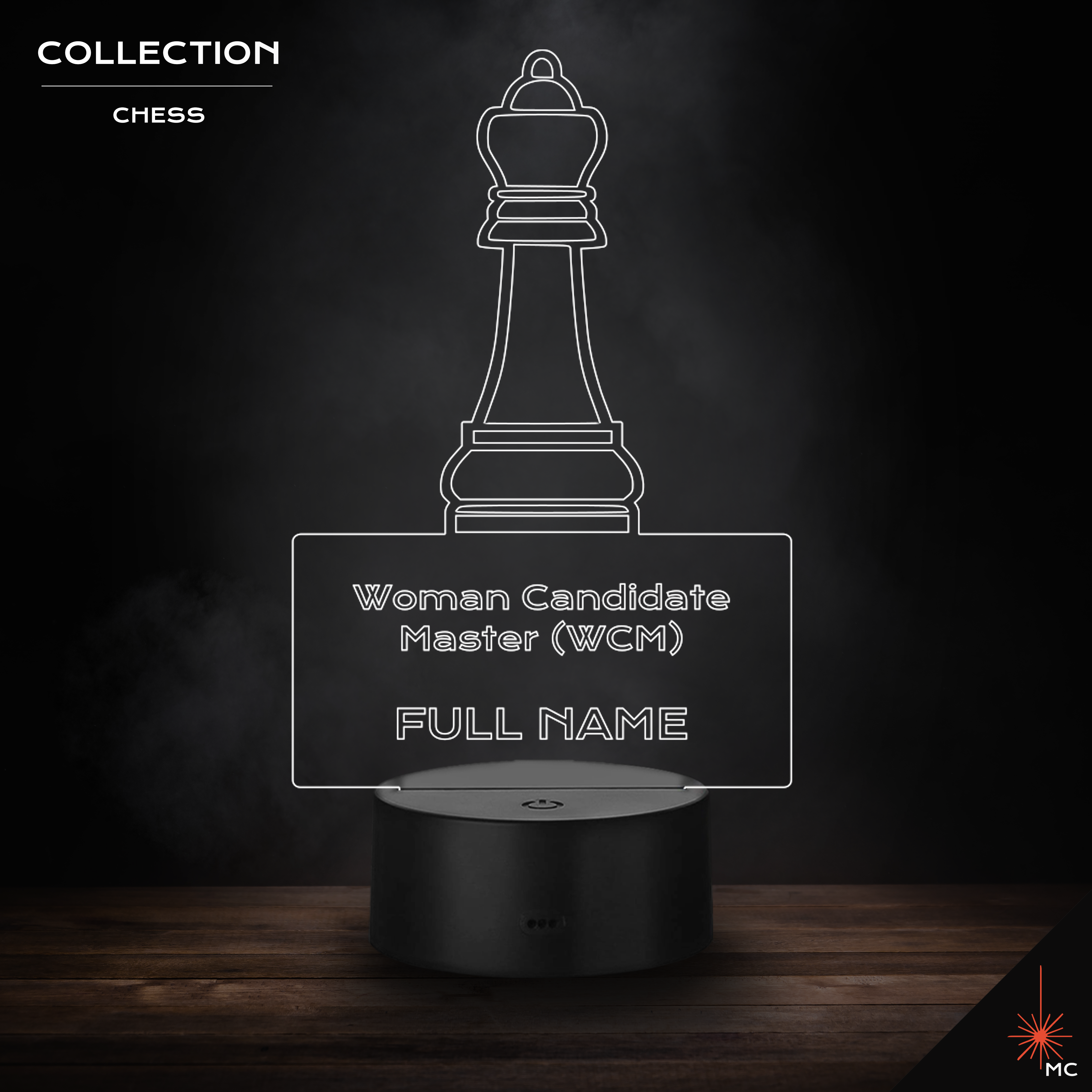LED Lamp - Woman Candidate Master (WCM) + Full Name (Chess) – Mozemo Craft