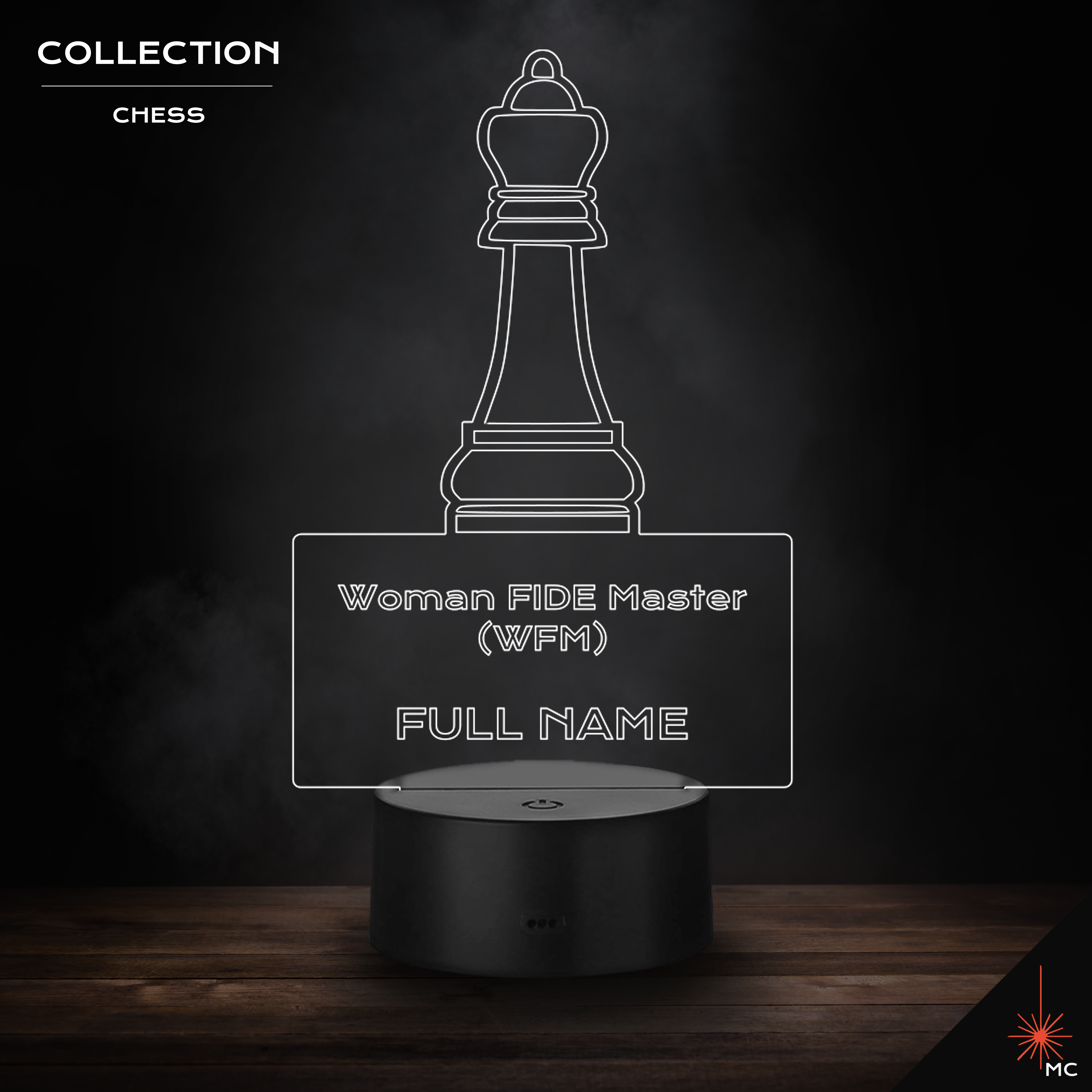LED Lamp - Woman FIDE Master (WFM) + Full Name (Chess) – Mozemo Craft